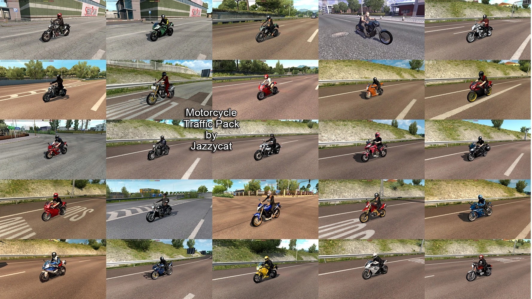 MOTORCYCLE TRAFFIC PACK BY JAZZYCAT V6.0.1 1.47 - ETS 2 mods, Ets2 map ...