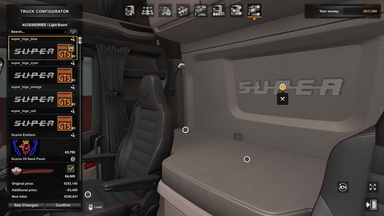 Super interior LED Logo Addon v2.0.1 1.48 - ETS 2 mods, Ets2 map, Euro ...