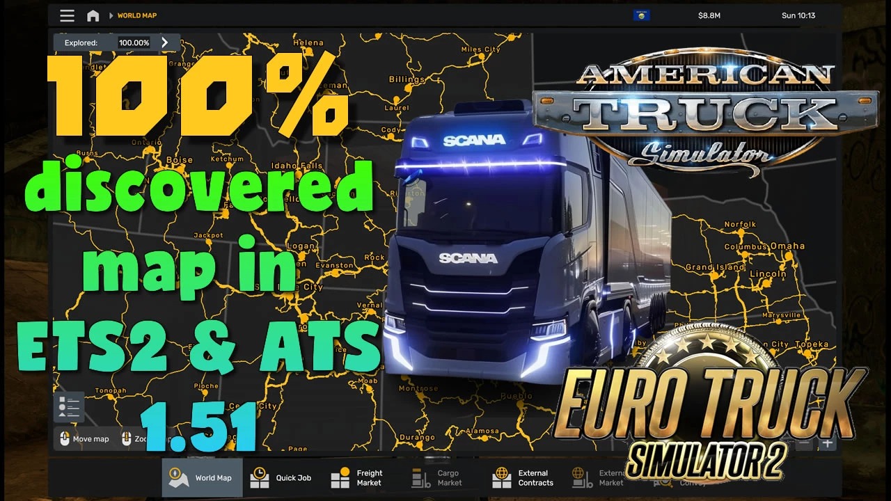 100% opened map in ETS2 Profile will all DLC 1.51 - ETS 2 mods, Ets2 ...