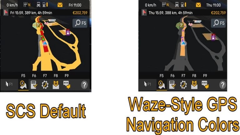 ETS2 Waze Style GPS Navigation Colors – Realistic Dark Mode v1.1 1.54 ...