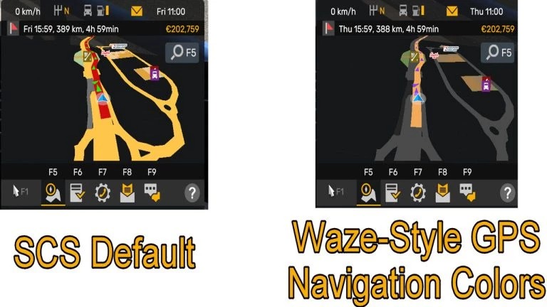 Waze Style GPS Navigation Colors Realistic Dark Mode V1.7 1.56 - ETS 2 ...